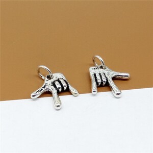 2 Sterling Silver I Love You Hand Sign Charm, 925 Silver Hand Sign ...
