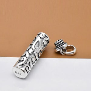 Sterling Silver Spiral Locket Pendant, 925 Silver Cylinder Locket ...