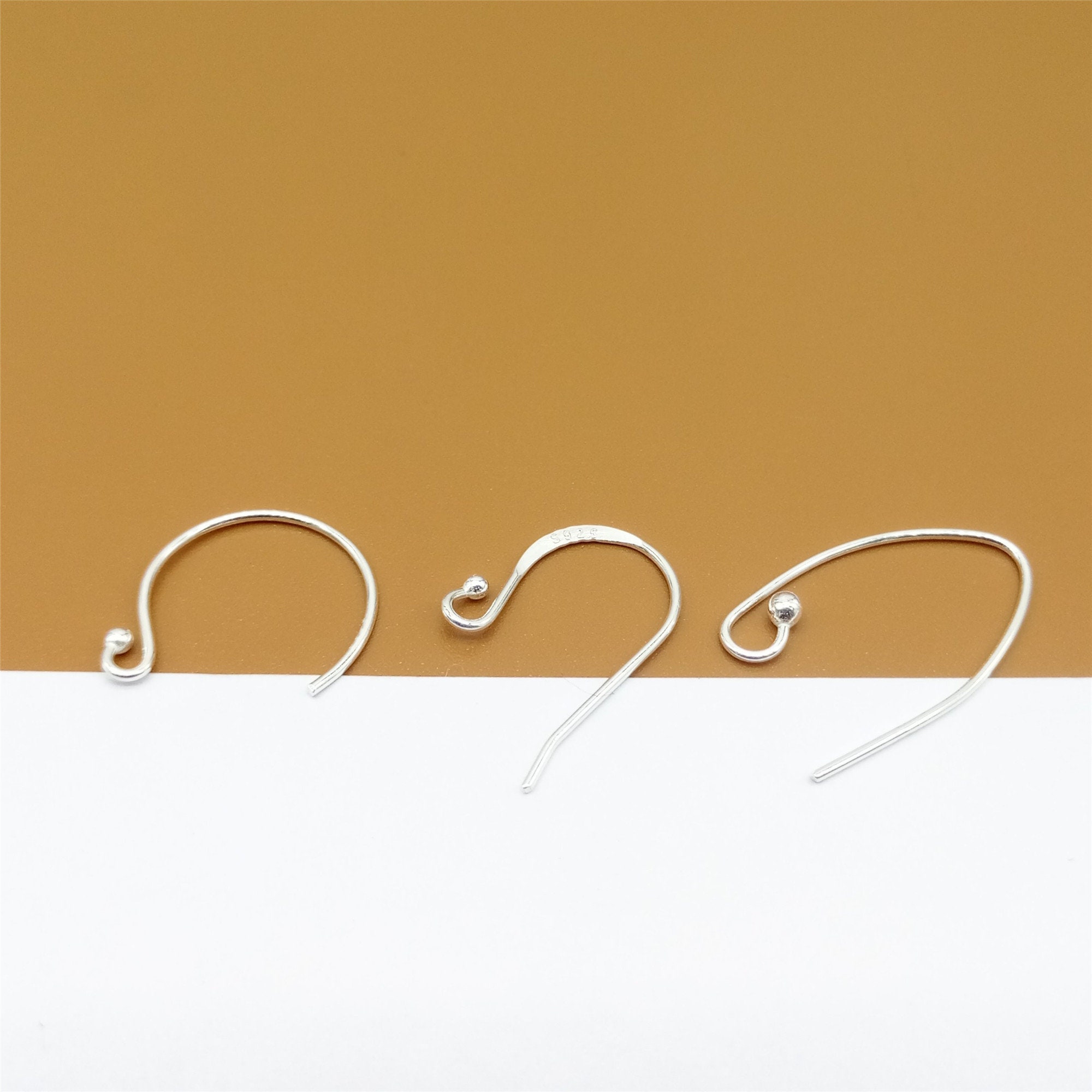 10 Pairs Sterling Silver Ear Wires Ball End, 925 Silver Earring Wires ...