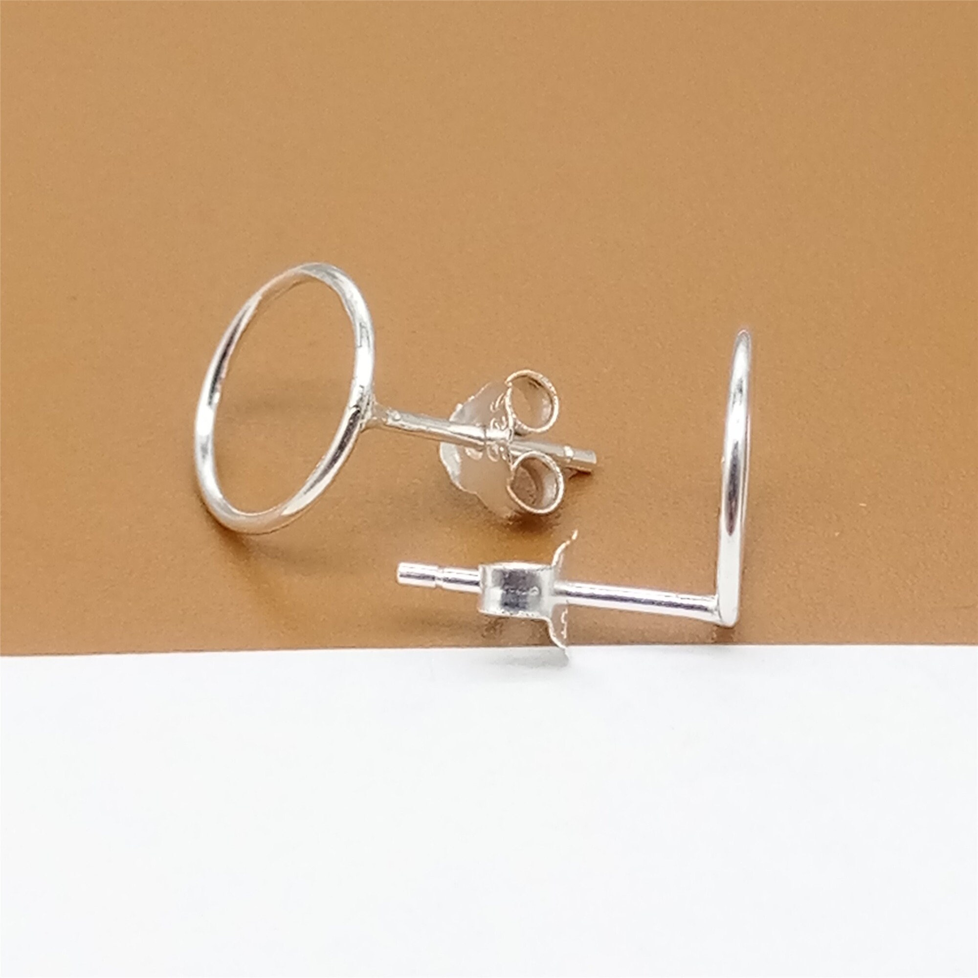 8 Pairs Sterling Silver Circle Earring Post Ring 10mm With - Etsy