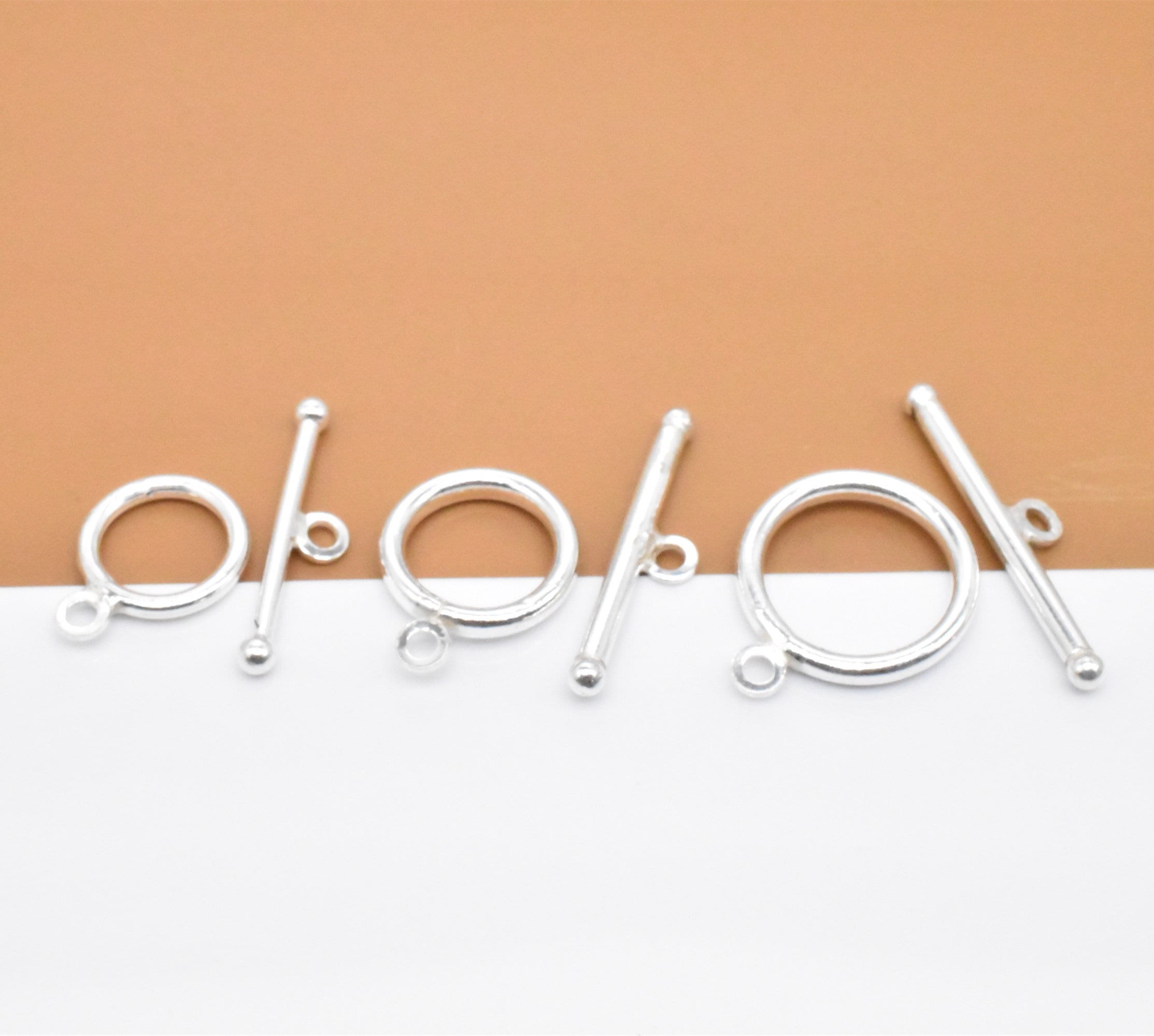 2 Sterling Silver Toggle Clasps, Circle 11mm, 13mm, 15.5mm, 925 Silver ...