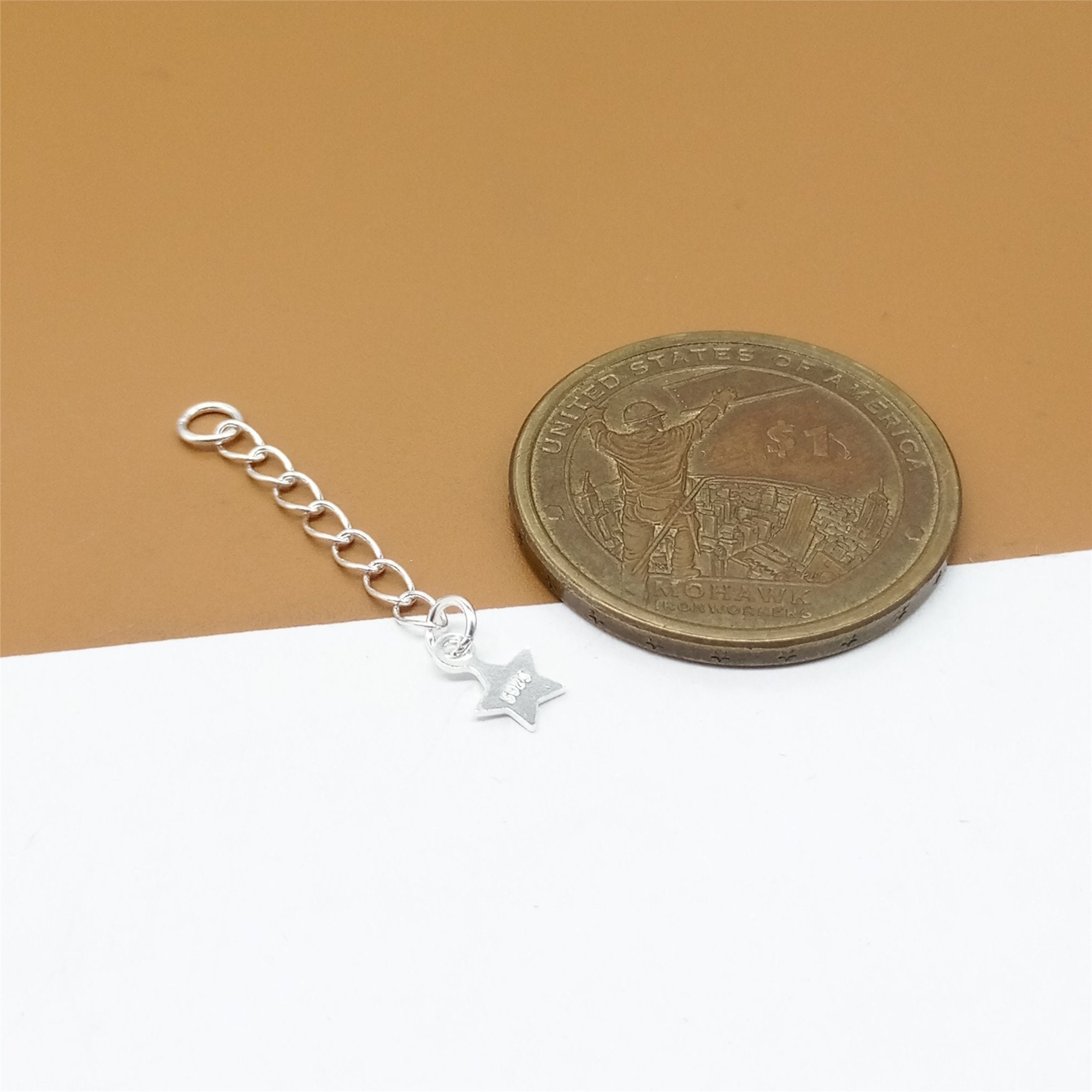 12 Sterling Silver Star Chain Extensions 925 Silver Pentagram - Etsy