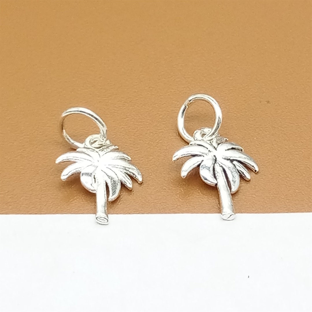 20 Sterling Silver Small Palm Tree Charms, 925 Silver Palm Charm, Tree ...