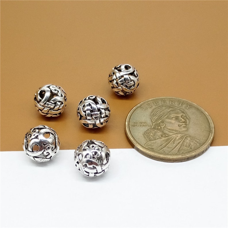 4 Sterling Silver Knot Round Beads Spacer Beads 925 Silver - Etsy