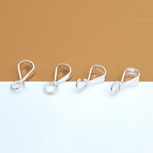 10 Sterling Silver Bails, 925 Silver Pendant Bail, Charm Bail, Open ...