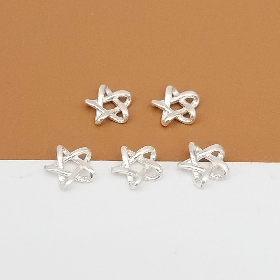 15 Sterling Silver Small Star Beads, 925 Silver Star Bead, Star ...