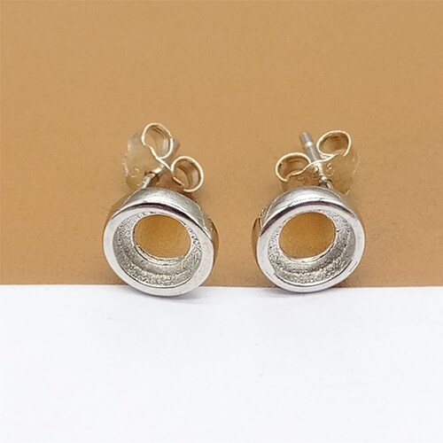 10prs Sterling Silver Round Bezel Cup Earring Post W/ Backs - Etsy