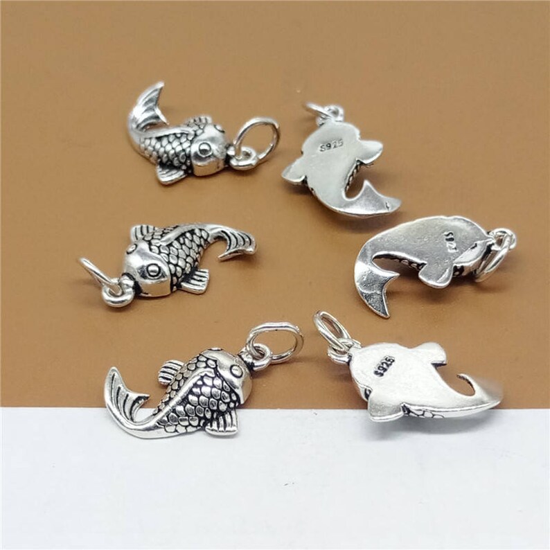 5 Sterling Silver Small Fish Charms Ocean Charm Sea Charm - Etsy