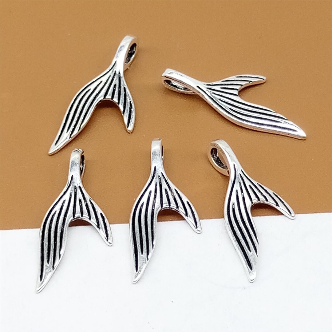 15 Sterling Silver Mermaid Tail Charms, Fairy Tale Charms, 925 Silver ...