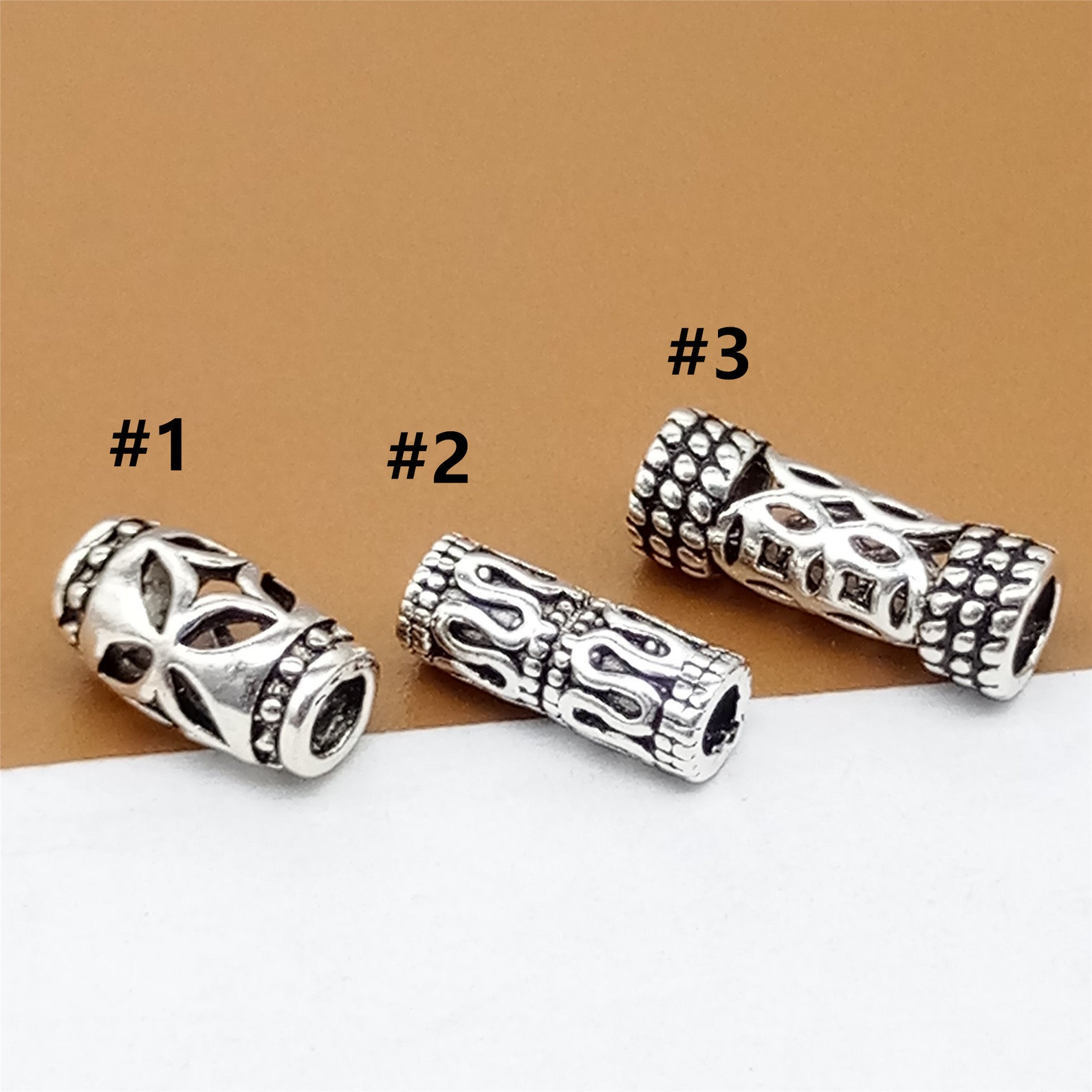 8 Sterling Silver Small Tube Bead, Bead Spacer, 925 Silver Tube Bead ...