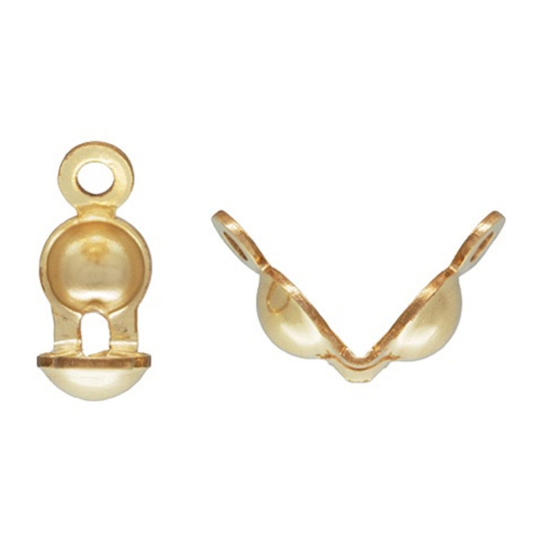 20pcs 14K Gold Filled Clamshell Bead Tips, Gold Filled End Tip Cover ...