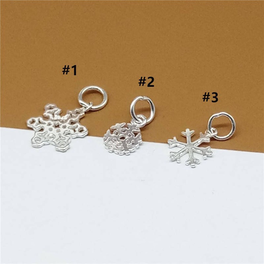 10 Sterling Silver Snowflake Charms, Snow Flake Charms, Winter Charms ...