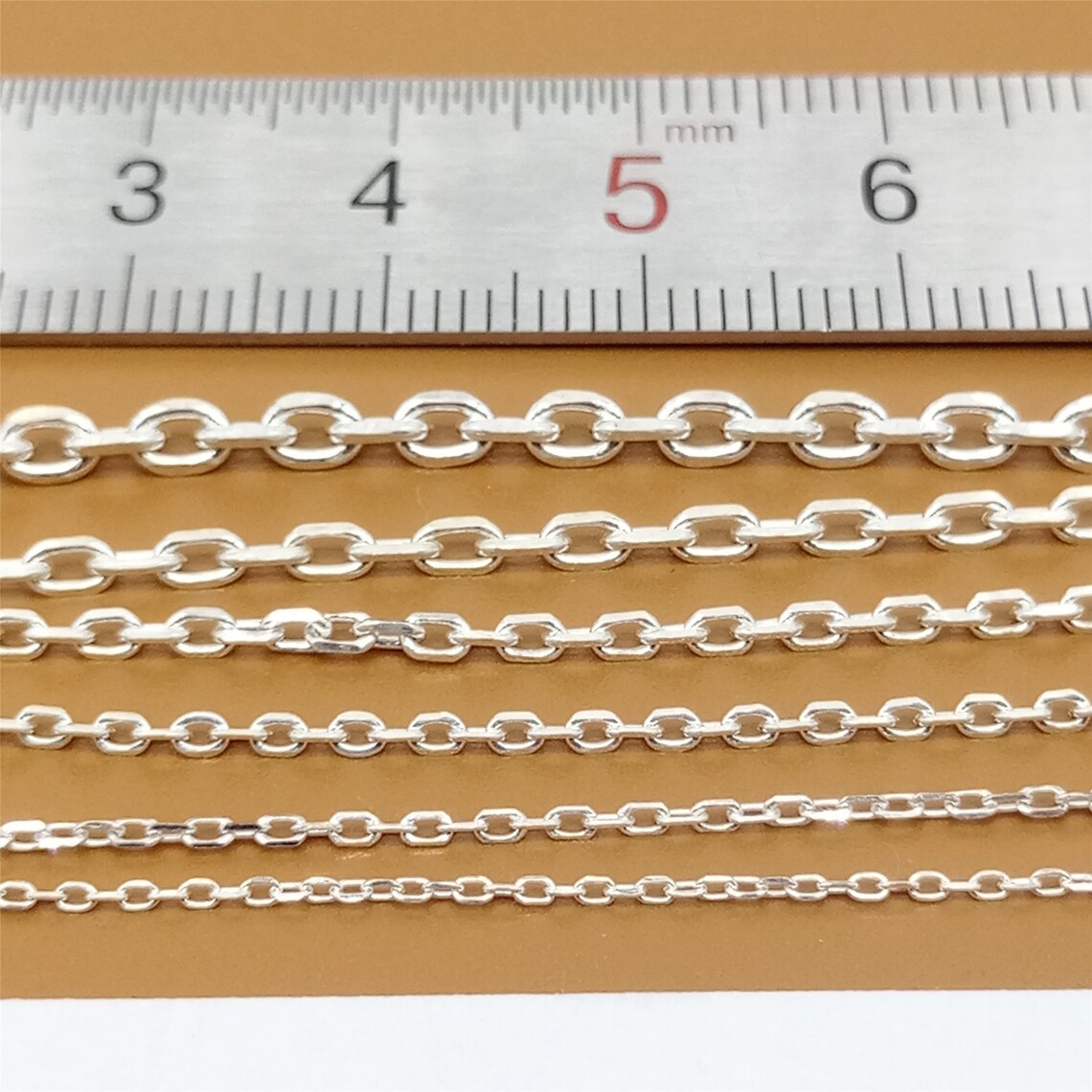 Sterling Silver Small Drawn Cable Chain Rectangle Cable - Etsy