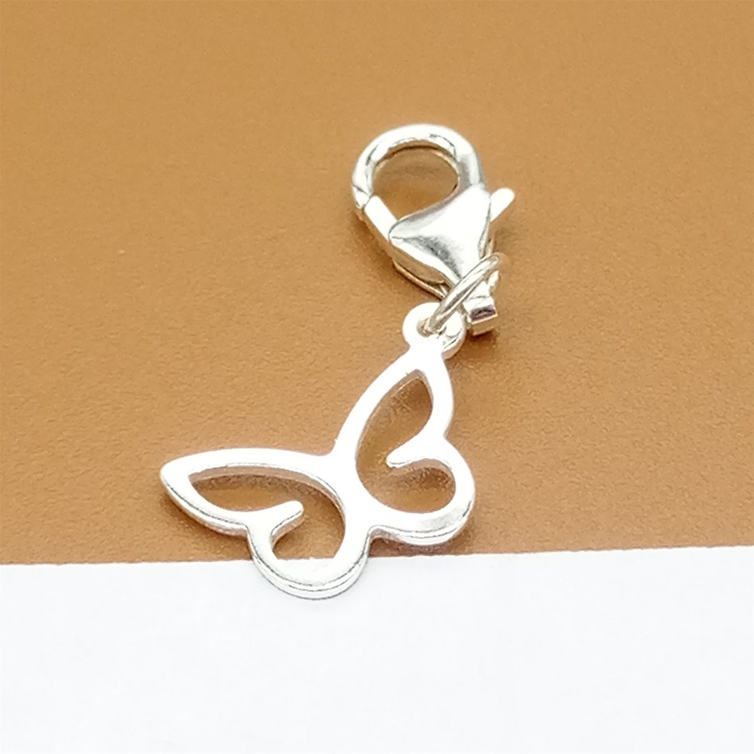 Sterling Silver Small Butterfly Clip on Charm, 925 Silver Butterfly ...