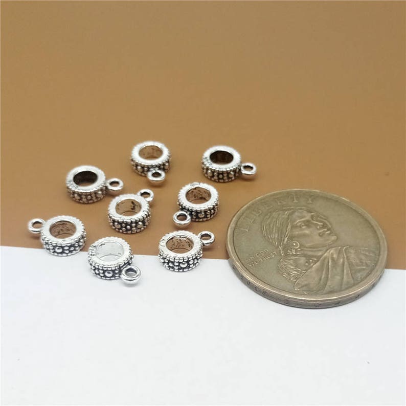 8 Sterling Silver Donut Charm Beads 925 Silver Ring Charm - Etsy
