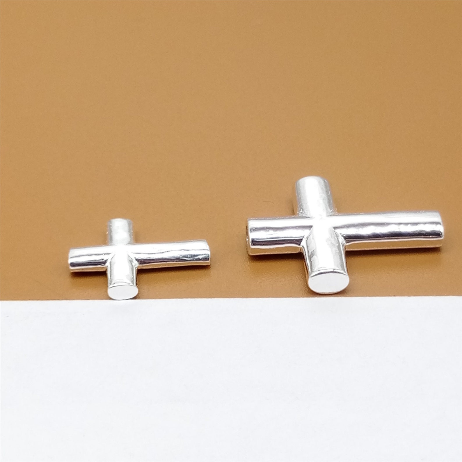 Sterling Silver Cross Bead, Shiny Cross, Religous Beads, Jesus Cross ...