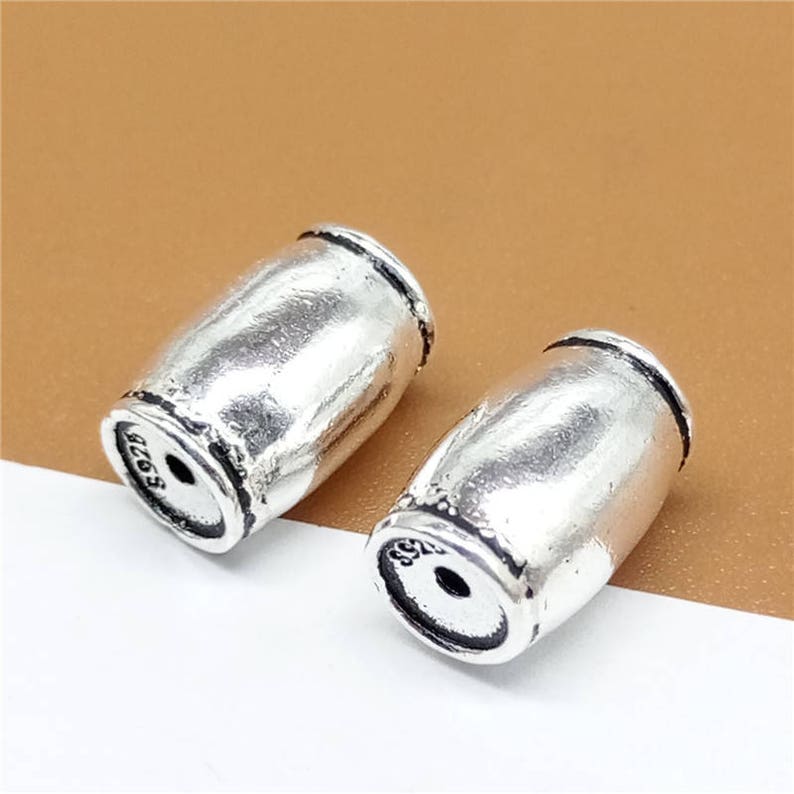2 Sterling Silver Barrel Beads, Sterling Barrel Beads, 925 Silver ...