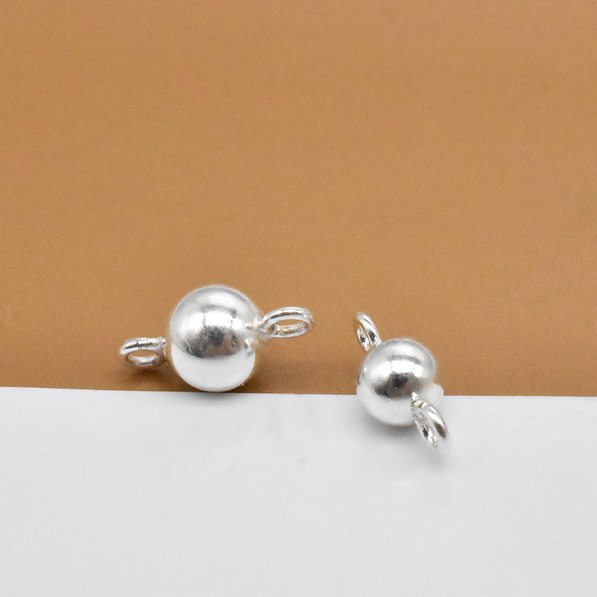 10 Sterling Silver Ball Bead Connectors 925 Silver Round Ball - Etsy