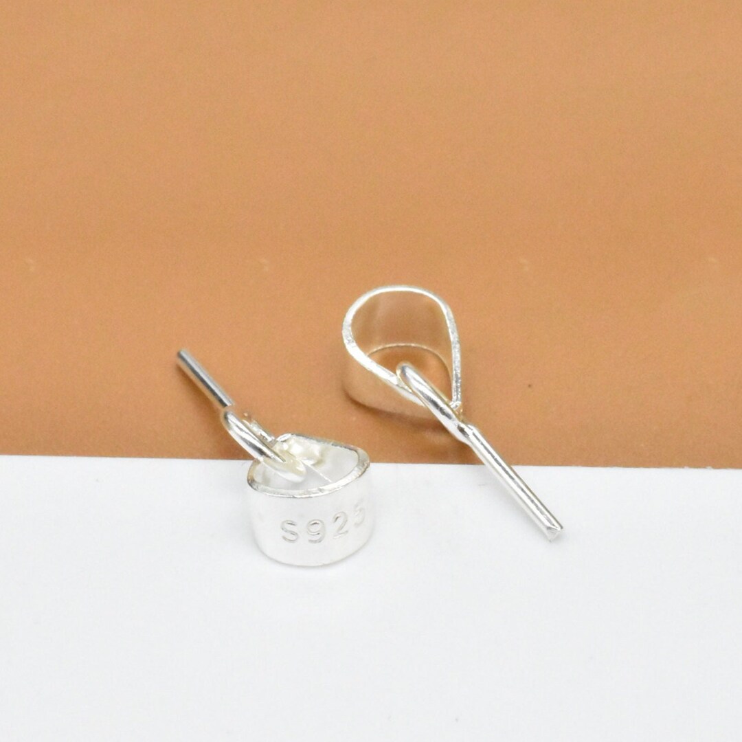 10 Sterling Silver Bail Drops With Eyepin, 925 Silver Plain Bails W ...