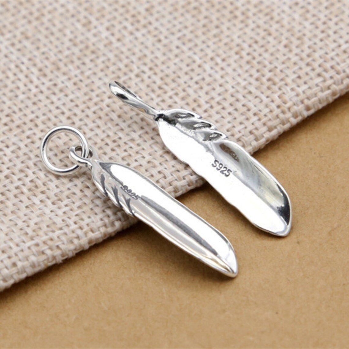 2 Sterling Silver Feather Charms 925 Silver Feather Charms - Etsy