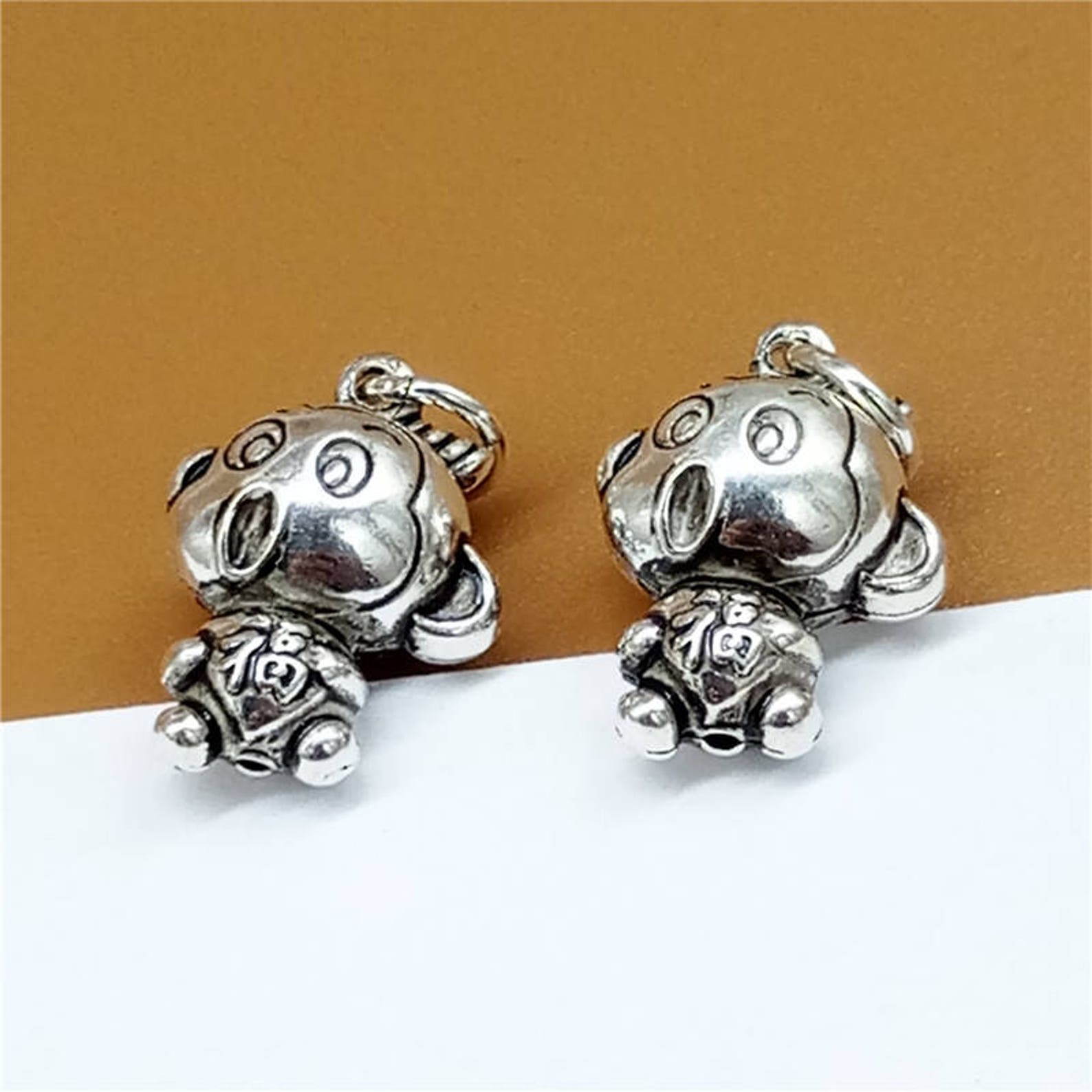 2 Sterling Silver Monkey Charms Animal Charms 925 Silver - Etsy