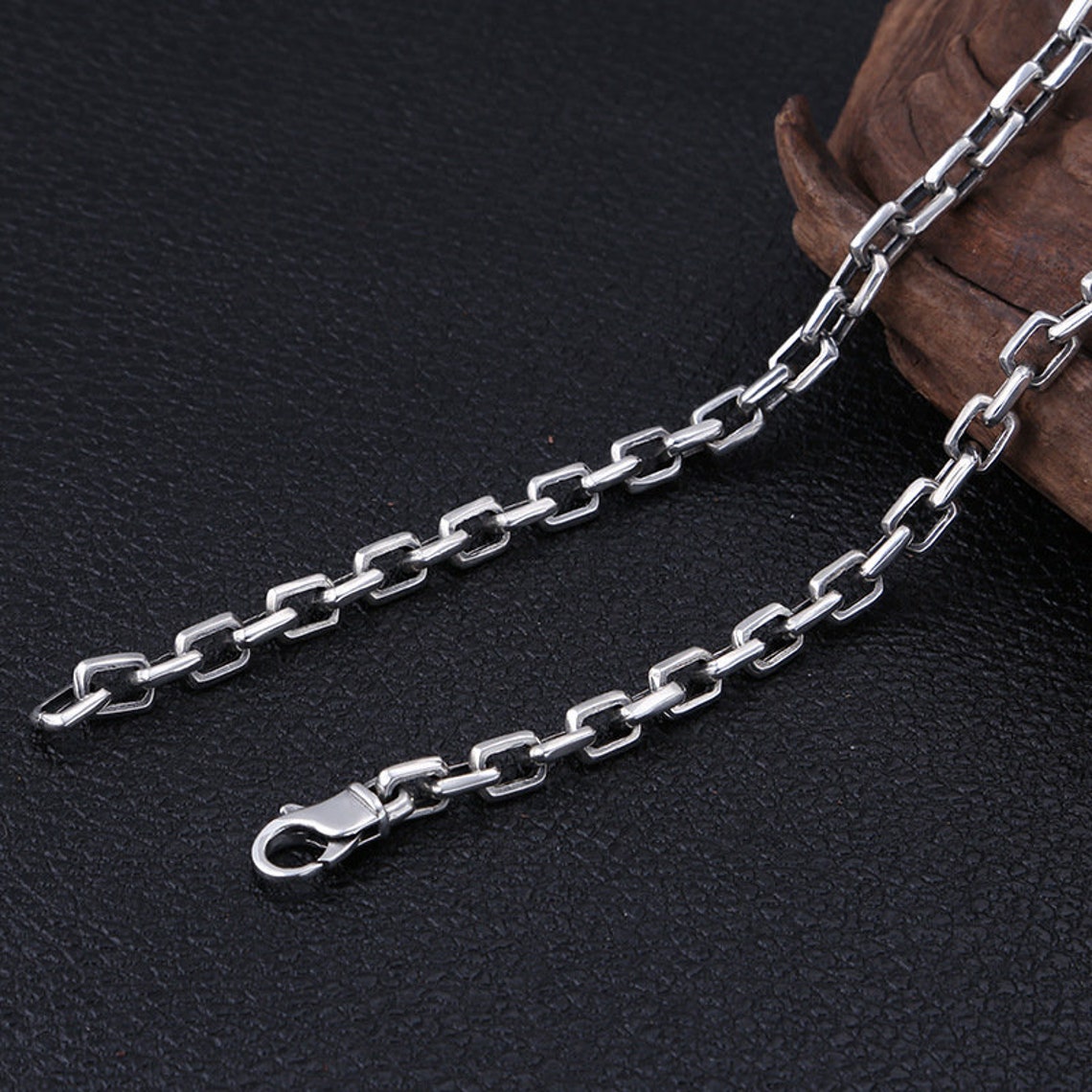 Sterling Silver Heavy Square Rolo Chain Chunky 925 Silver - Etsy