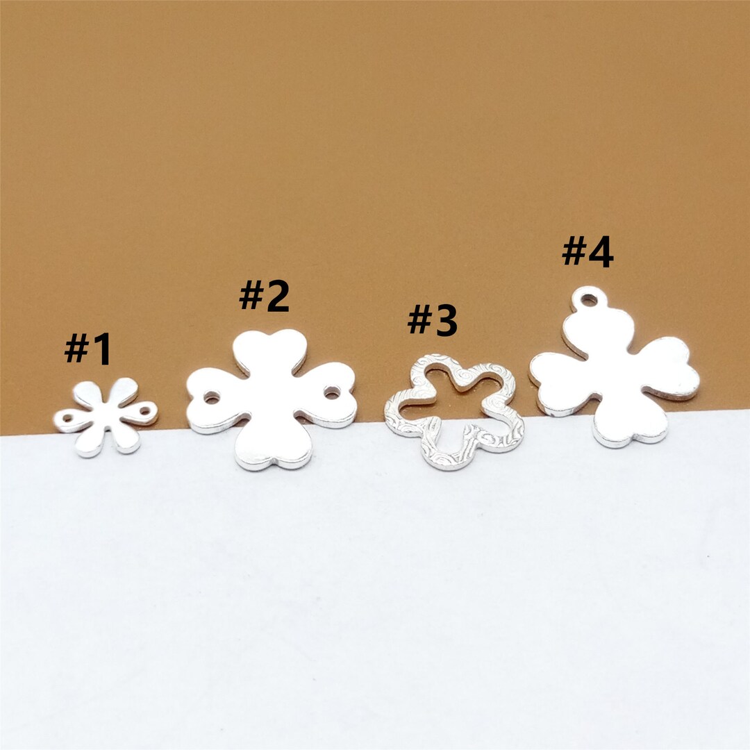 20 Sterling Silver Small Clover Tag Charms, Clover Connector, 925 ...