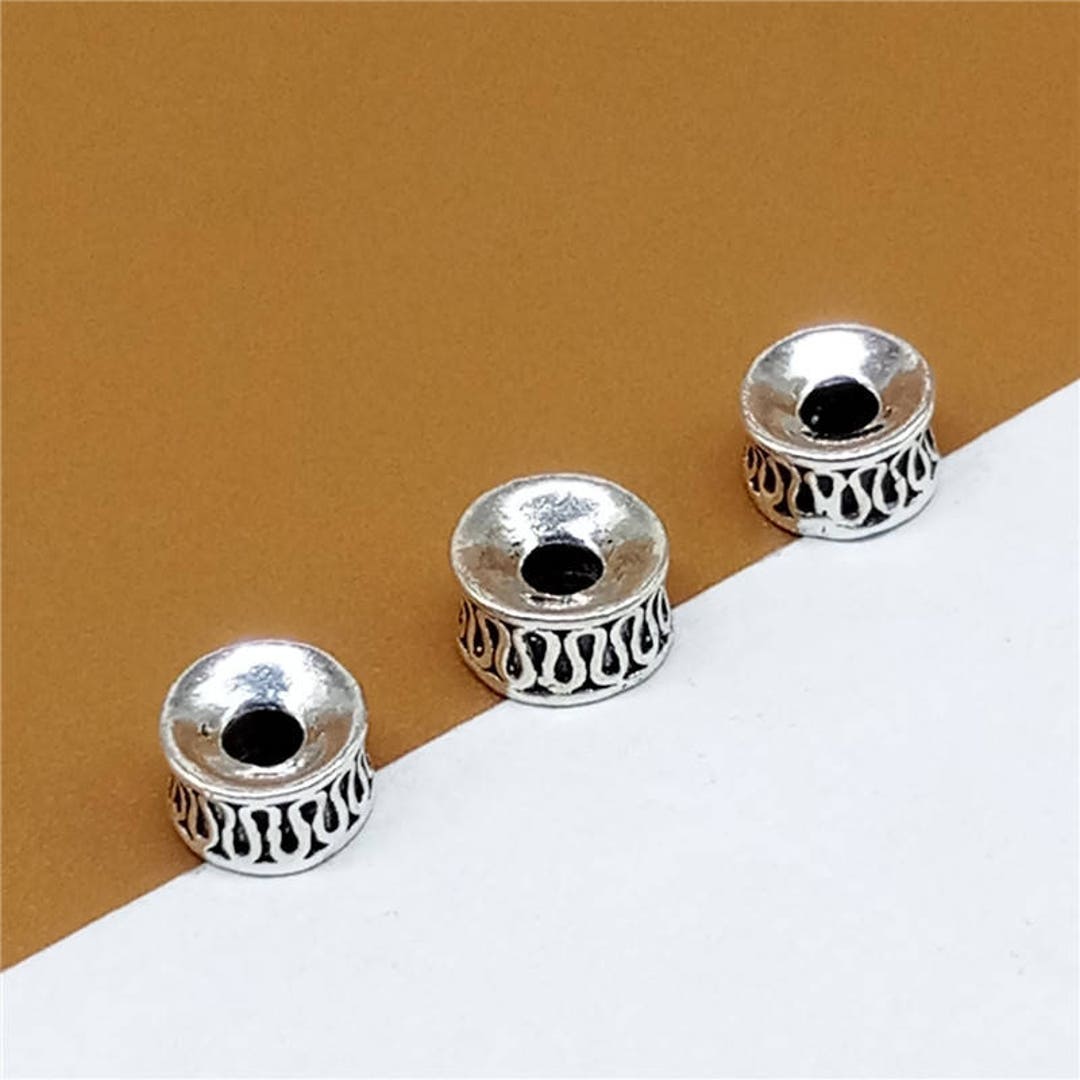 2 Sterling Silver Donut Spacer Beads, Spiral Bead, 925 Silver Donut ...