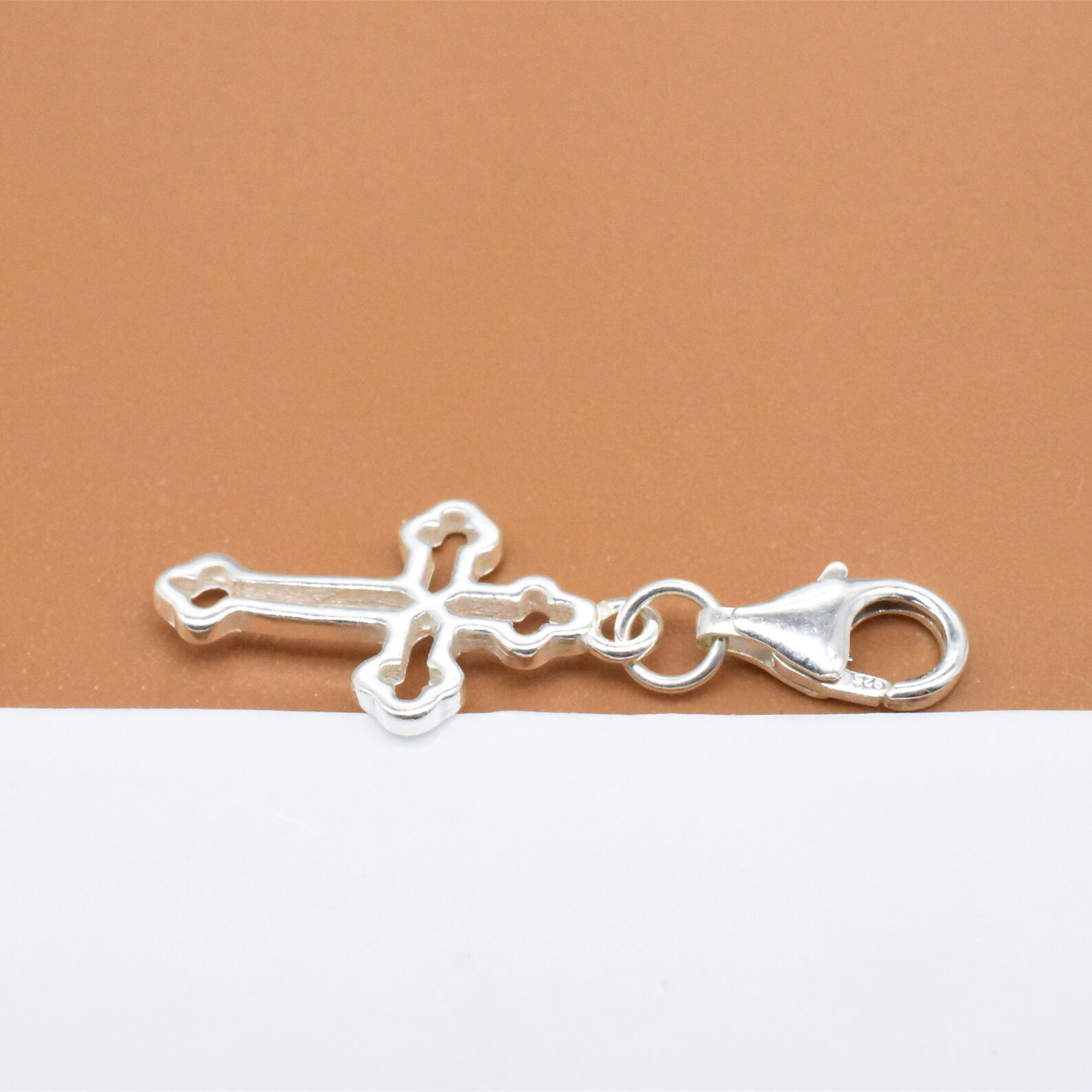 Sterling Silver Cross Clip on Charm, 925 Silver Cross Clip Charm W ...