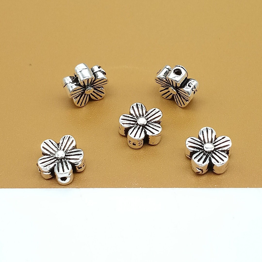5 Sterling Silver Sun Flower Beads, 925 Silver Sunflower Bead, Blossom ...