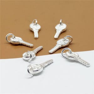 5 Sterling Silver Small Key Charm, Sterling Key Charm, Key Charm for ...