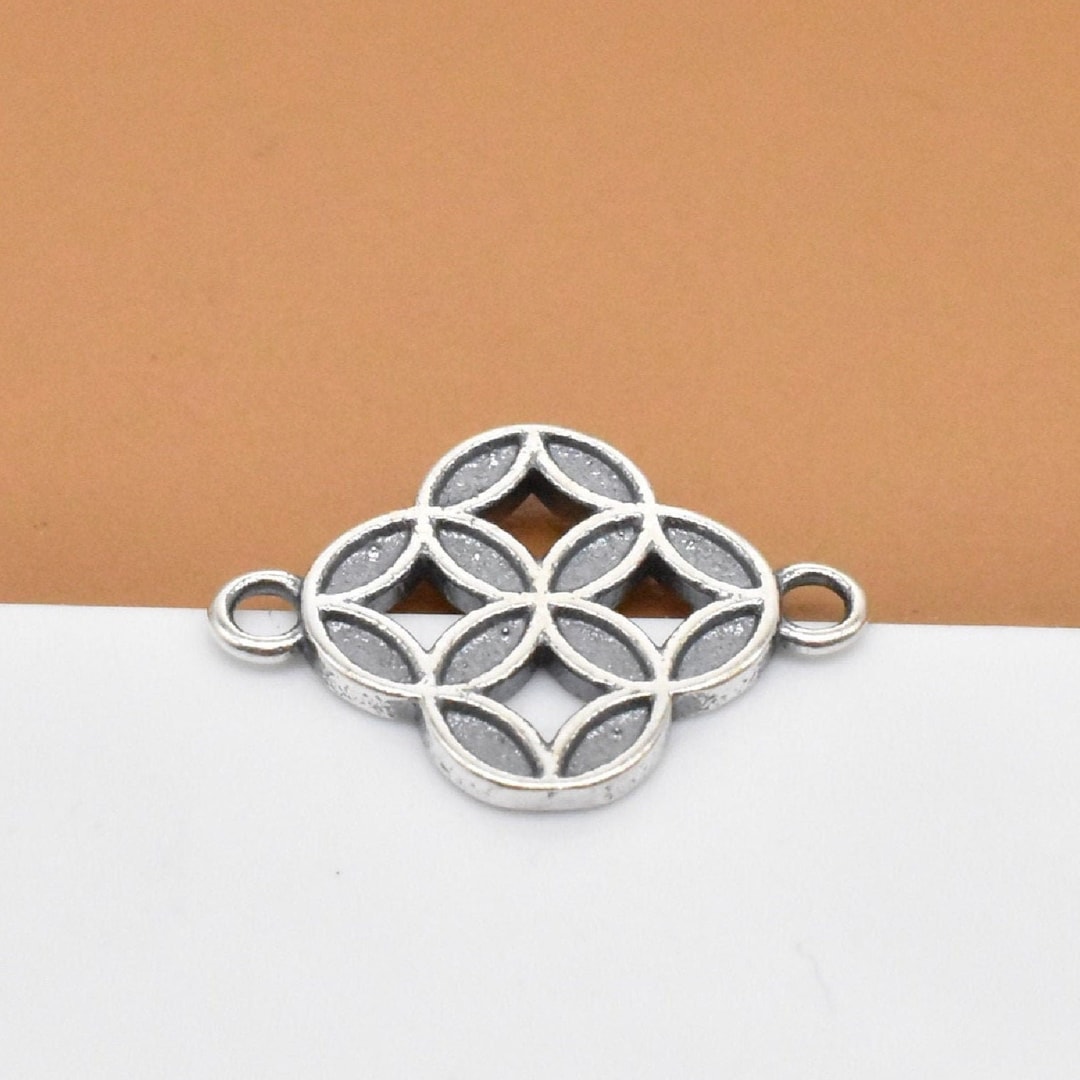 6 Sterling Silver Coin Connector Charms , 925 Silver Coin Charms ...