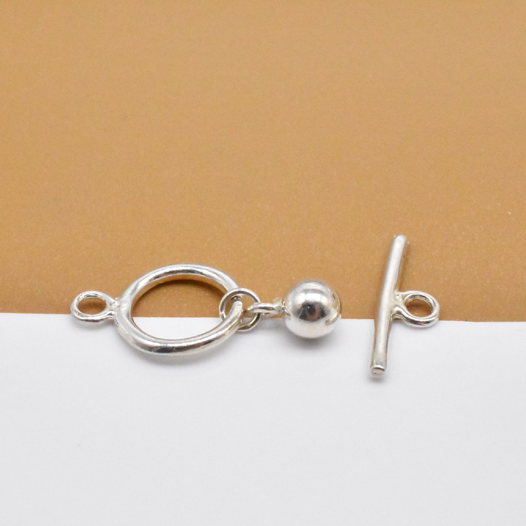 2 Sterling Silver Toggle Clasps, 925 Silver Toggle Clasps, Ball Drop ...