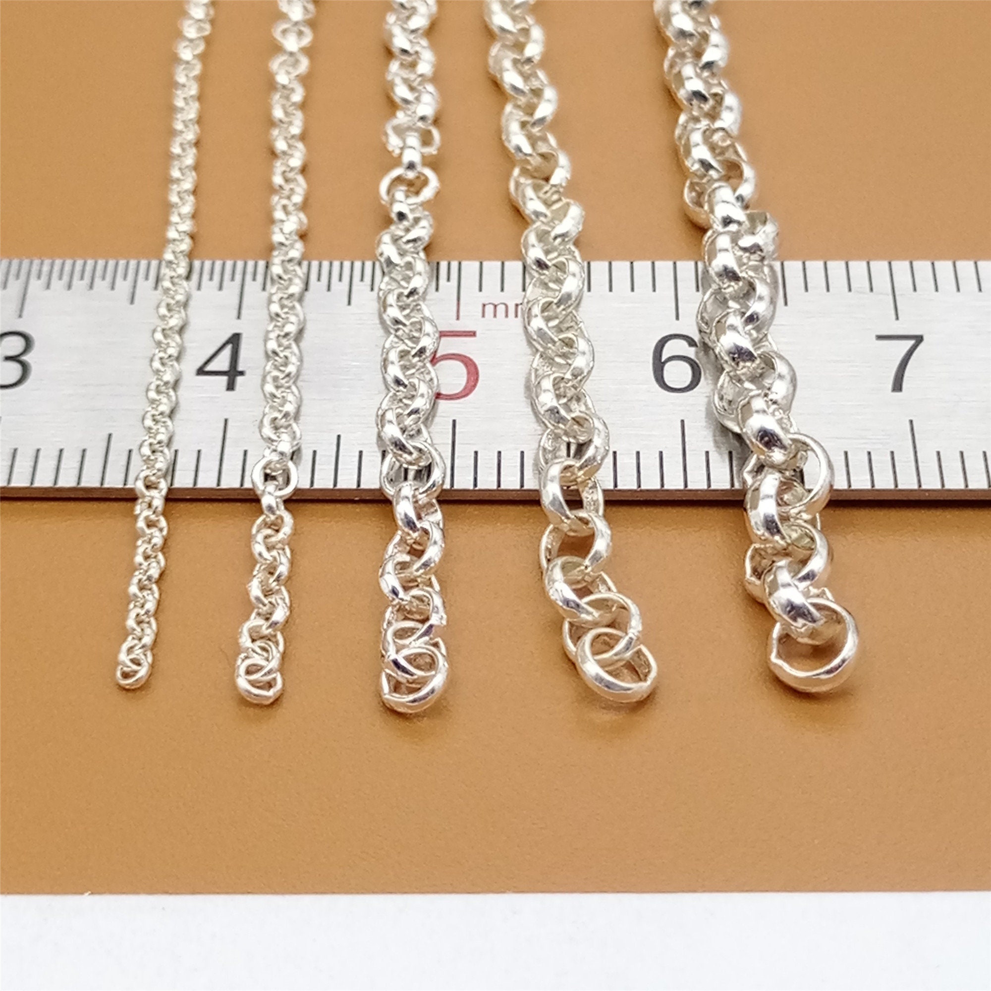 Sterling Silver Rolo Chain Unfinished Bulk Rolo Chain 925 | Etsy