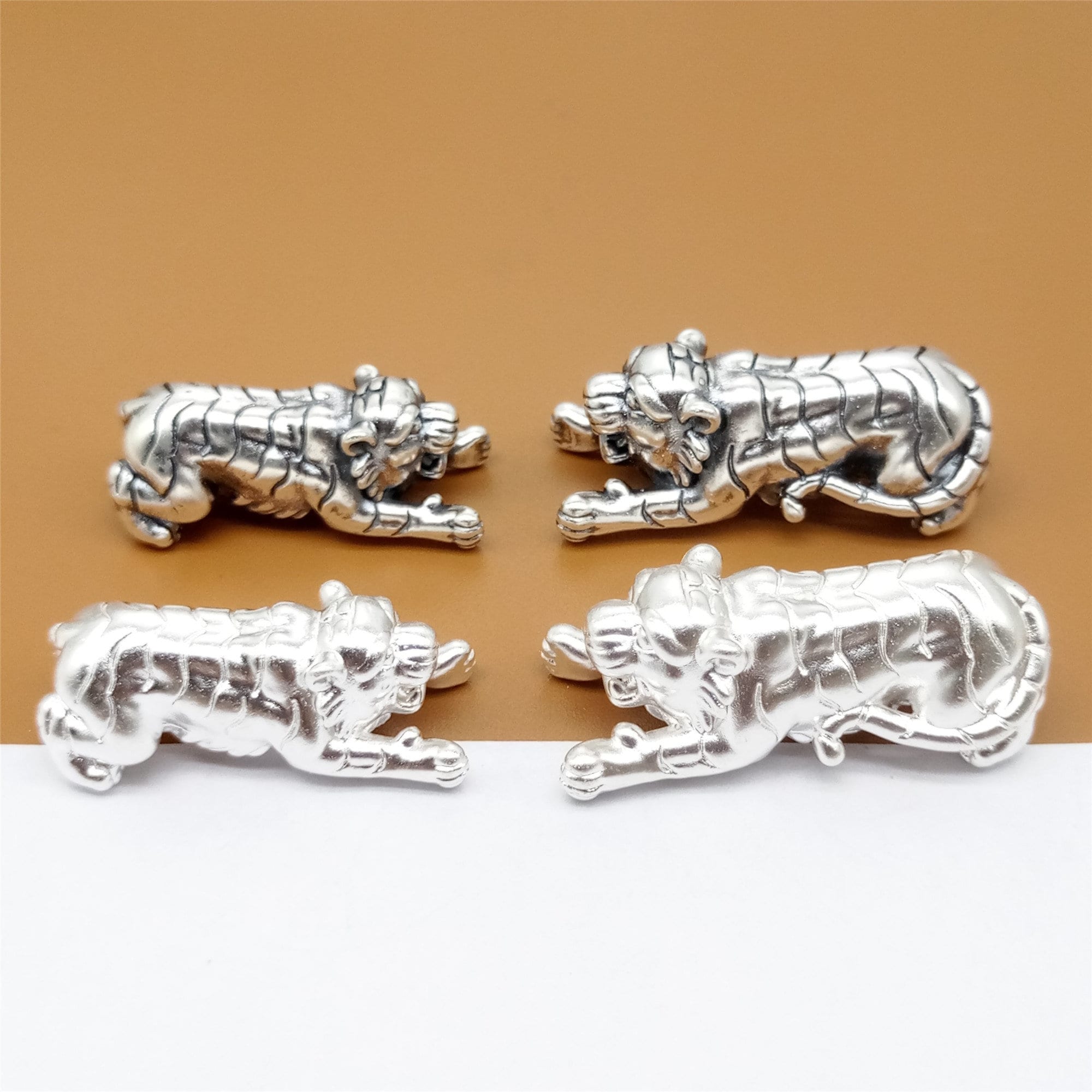999 Fine Silver Tiger Bead 3D, Sterling Silver Tiger Bead 3D, Fine ...