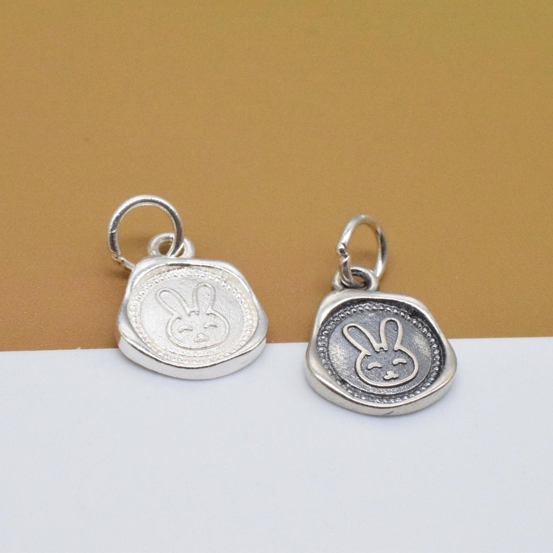 5 Sterling Silver Rabbit Seal Charms, 925 Silver Bunny Charm, Animal ...