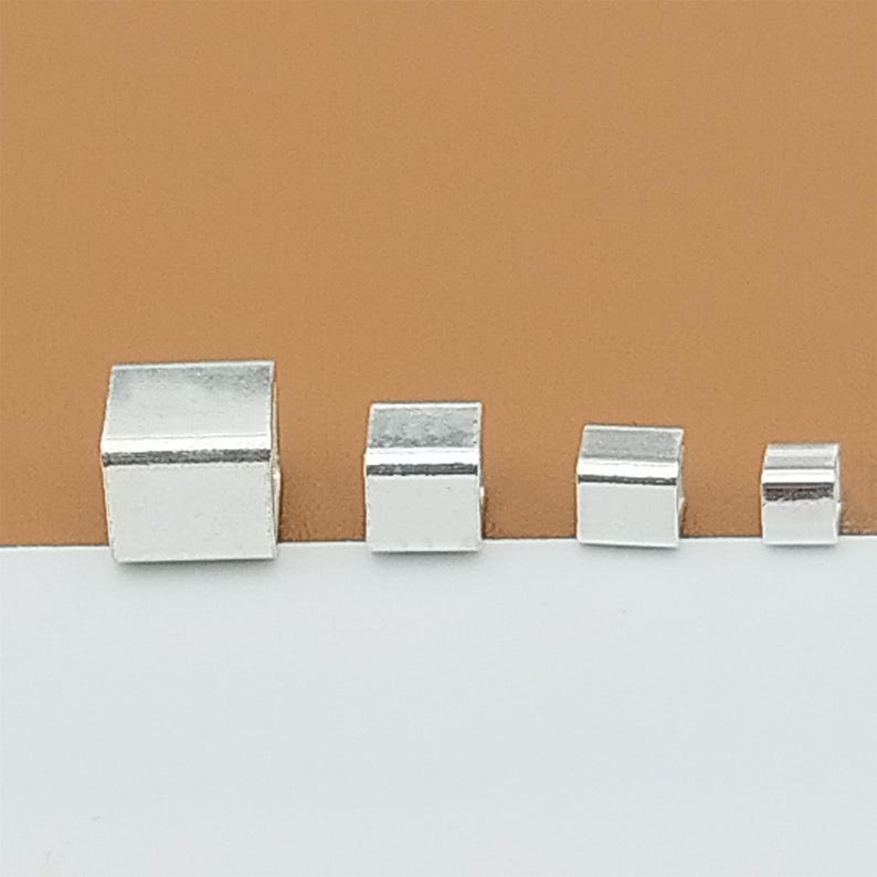 20 Sterling Silver Small Cube Bead, 925 Silver Cube Bead, Seed Bead ...