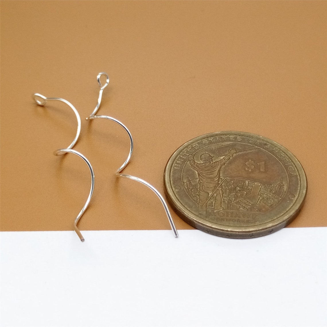 6 Pairs Sterling Silver Wave Wire Charms for Earring, Wave Ear Wire ...