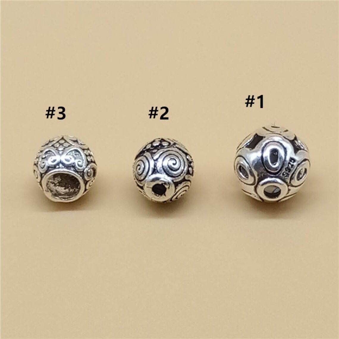 4 Sterling Silver Spiral Barrel Beads, 925 Silver Barrel Beads ...