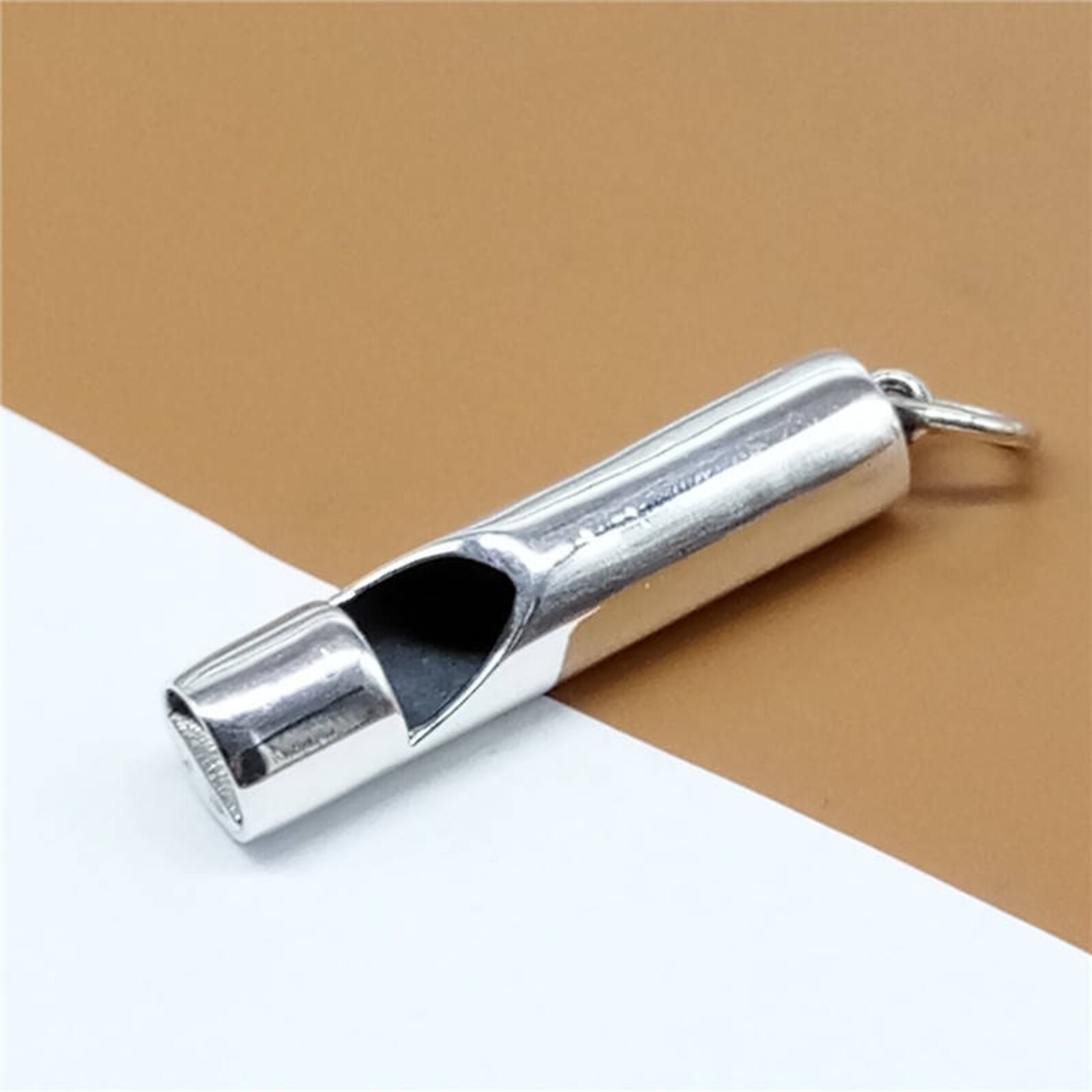 Sterling Silver Whistle Pendant, 925 Silver Plain Whistle Pendant ...