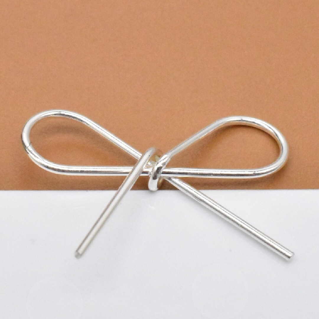 4 Sterling Silver Bow Connector Charms, Wire Bow Charms, 925 Silver Bow ...