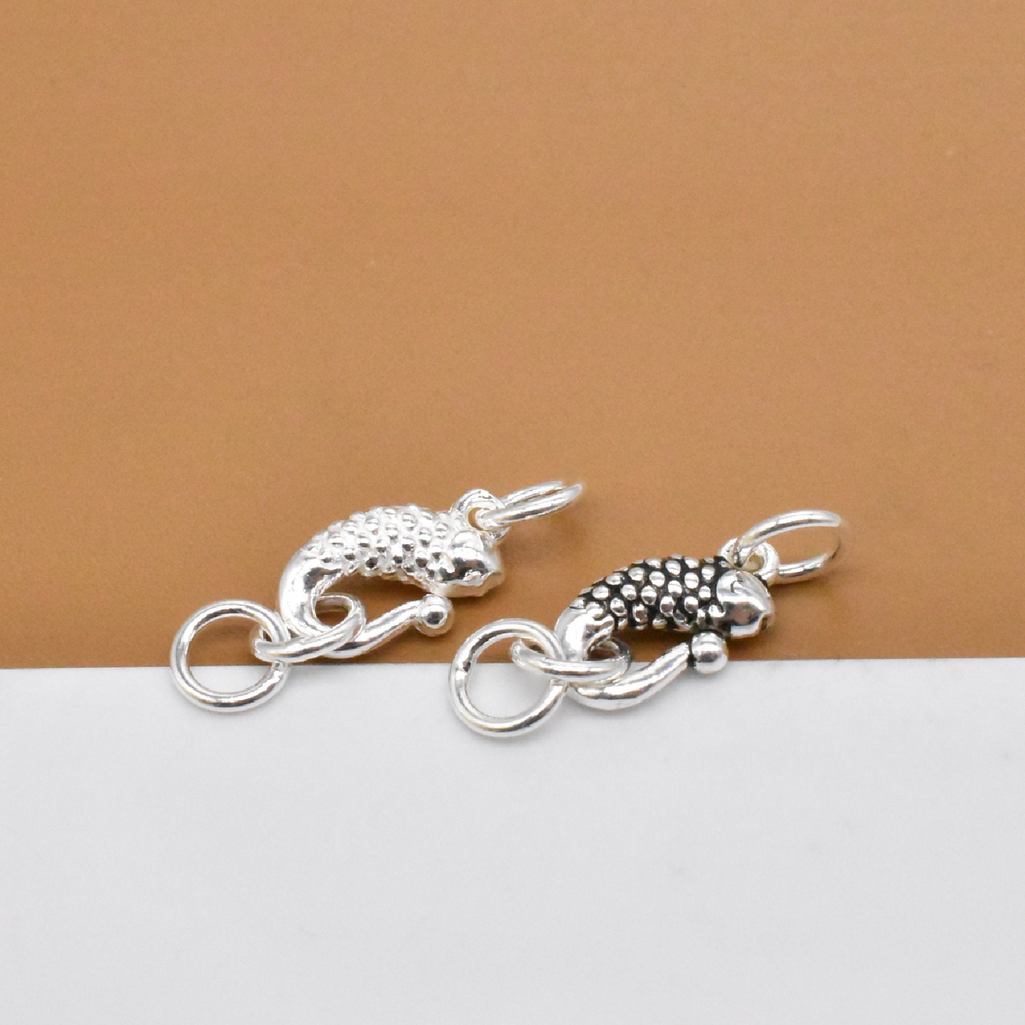 5 Sterling Silver Fish Clasps w/ Ring 925 Silver Fish Hook | Etsy