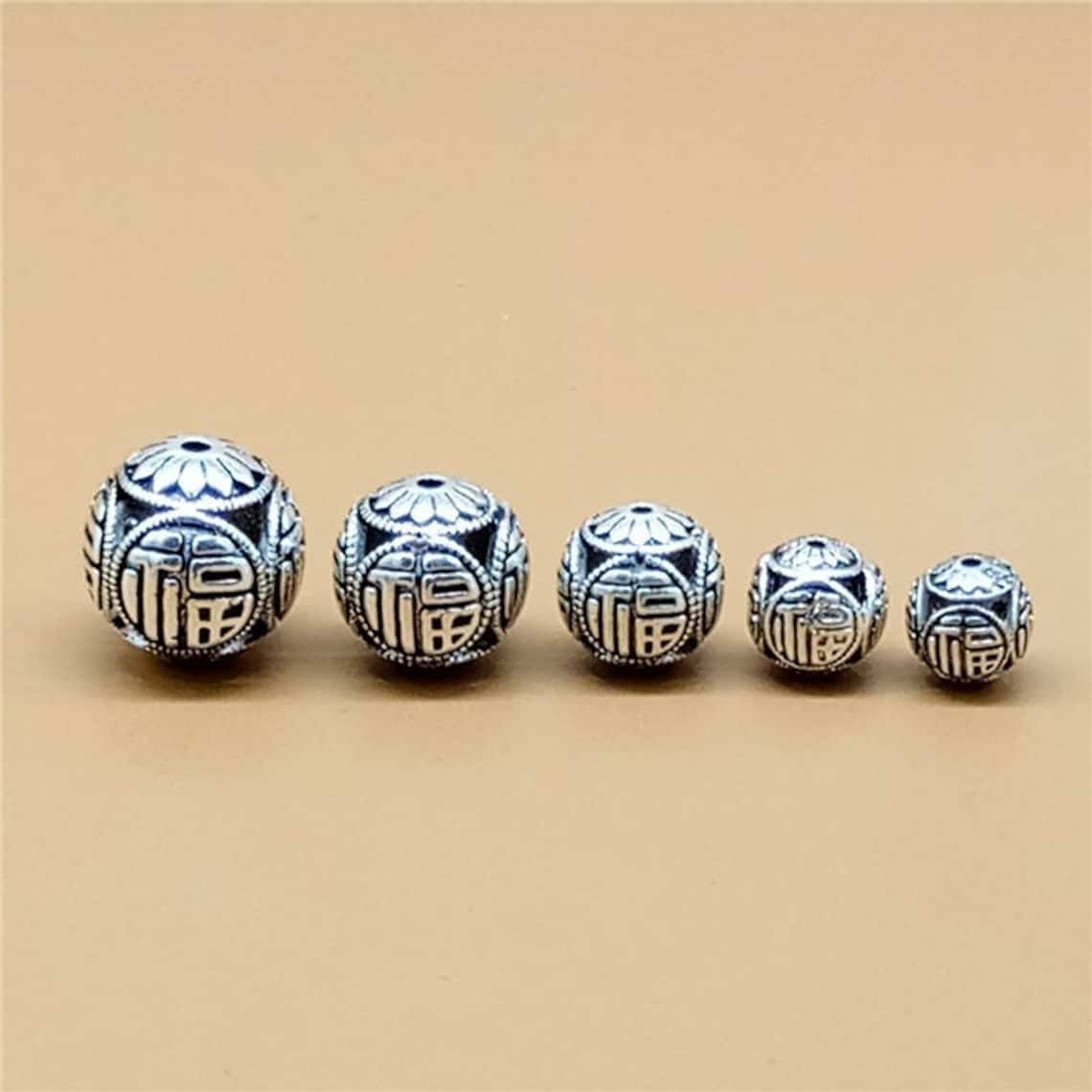 2 Sterling Silver Good Luck Beads Fortune Beads Fortunate - Etsy
