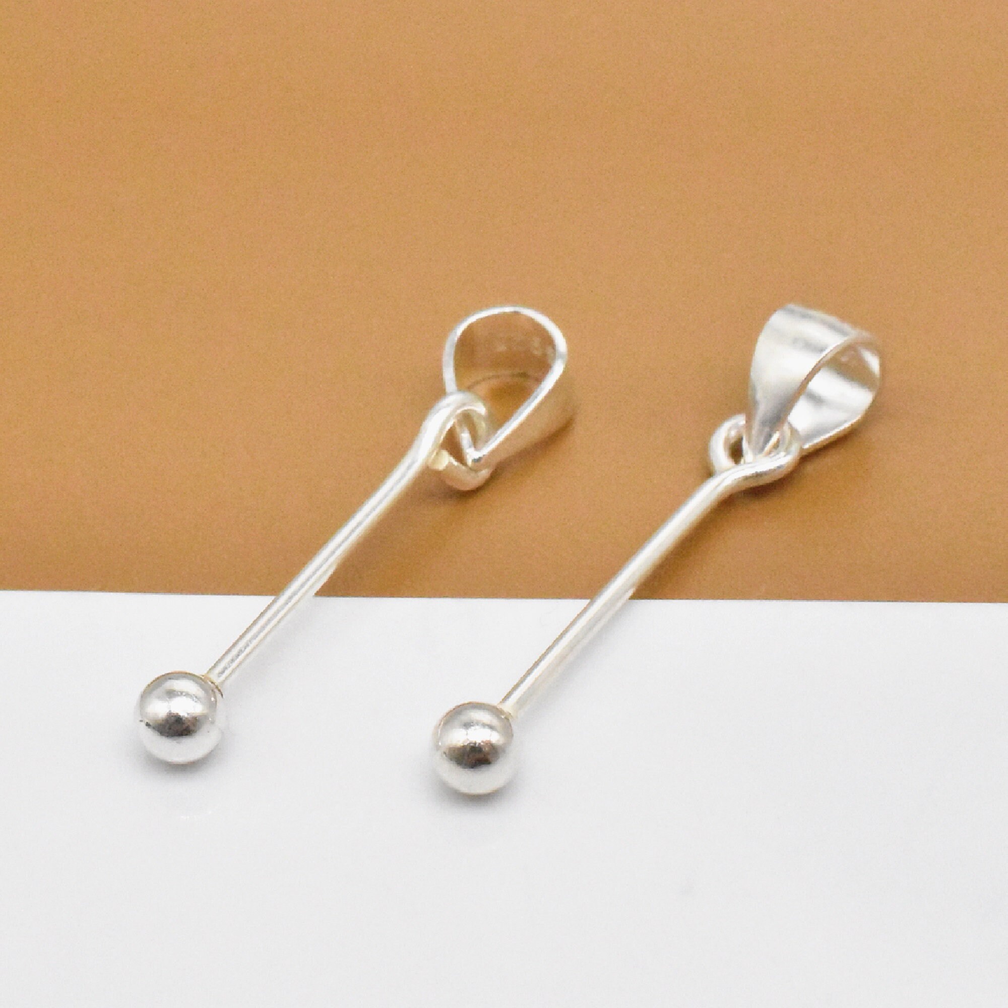 4 Sterling Silver Screw Pinch Bails With Ball End for Pearl - Etsy ...