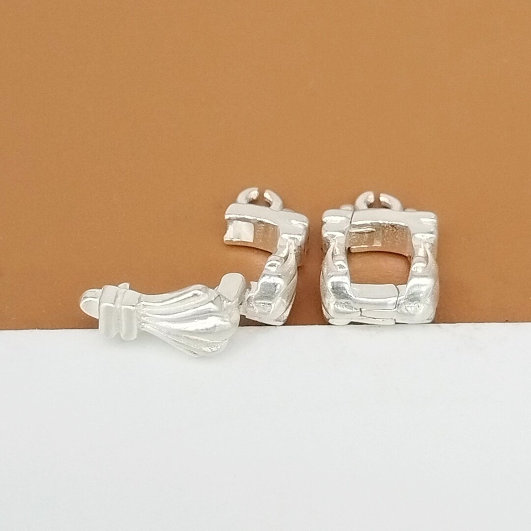 2 Sterling Silver Shell Clip on Clasps W/ Open Jump Ring, 925 Silver ...