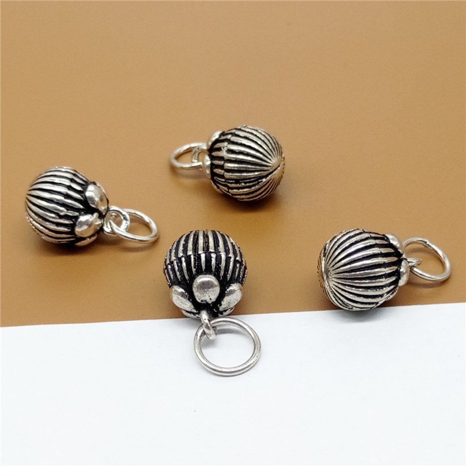 2 Sterling Silver Bell Charms, Jingle Bells, 925 Silver Bell Charms for ...