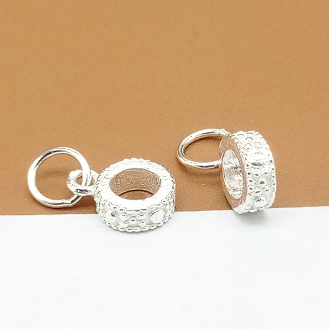 6 Sterling Silver Donut Bail Beads, Donut Bail Charm, 925 Silver Ring ...