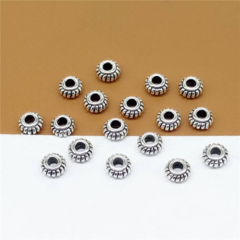 20 Sterling Silver Spacer Beads 5mm, 925 Silver Spacer Beads, Gear ...