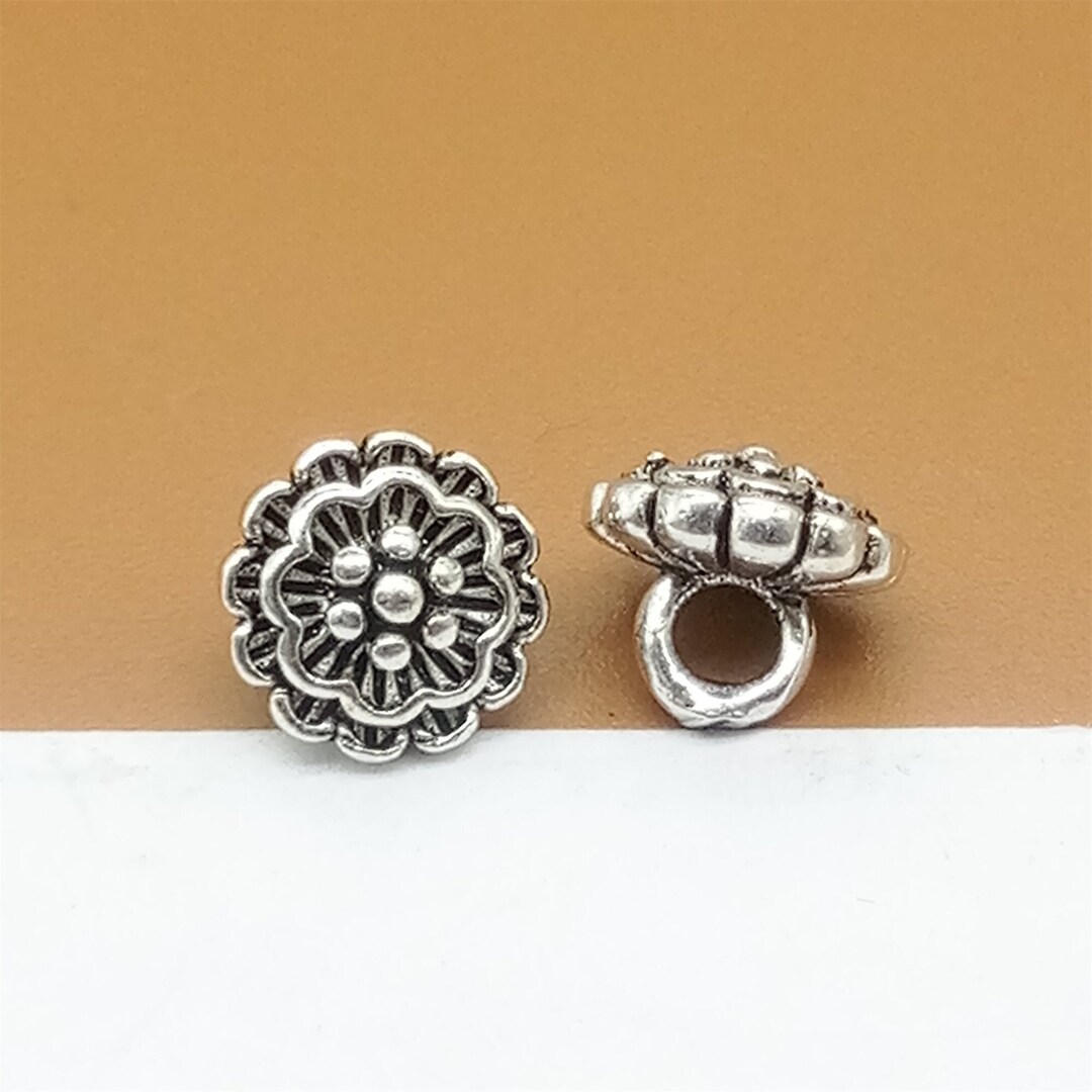 5 Sterling Silver Flower Button Clasps, 925 Silver Circle Flower Clasps ...