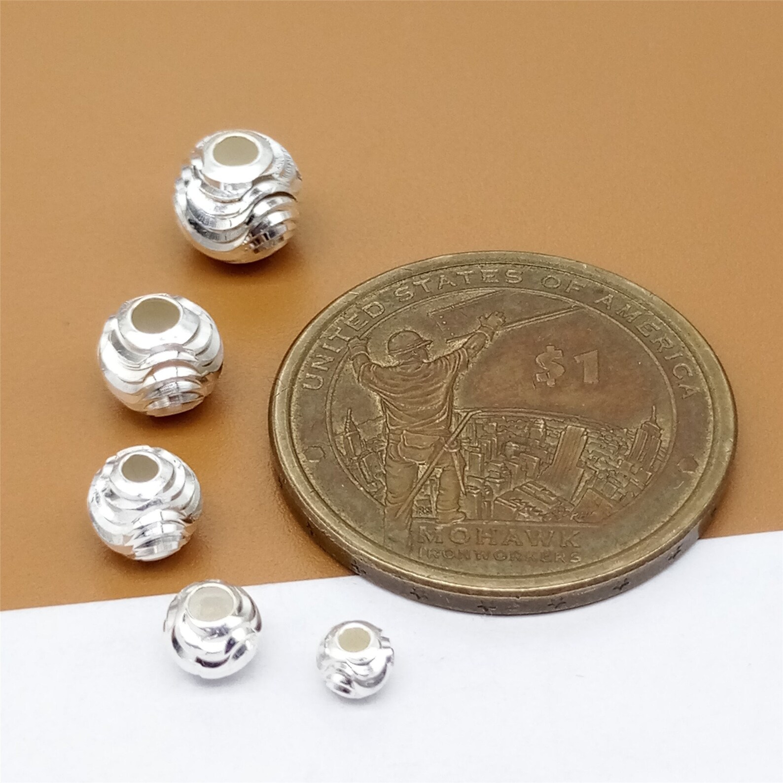 Sterling Silver Diamond Cut Beads, Swirl Cut Bead, Spiral Cut Bead ...